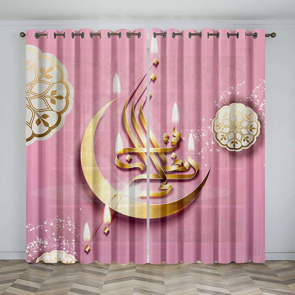 2pcs Ramadan Curtain Study Room Kitchen Living Room Dorm Rod Pocket Top ...