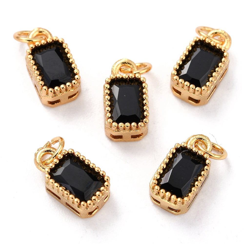 2pcs Real 18K golden Plated Brass Inlaid Cubic Zirconia Charms with ...