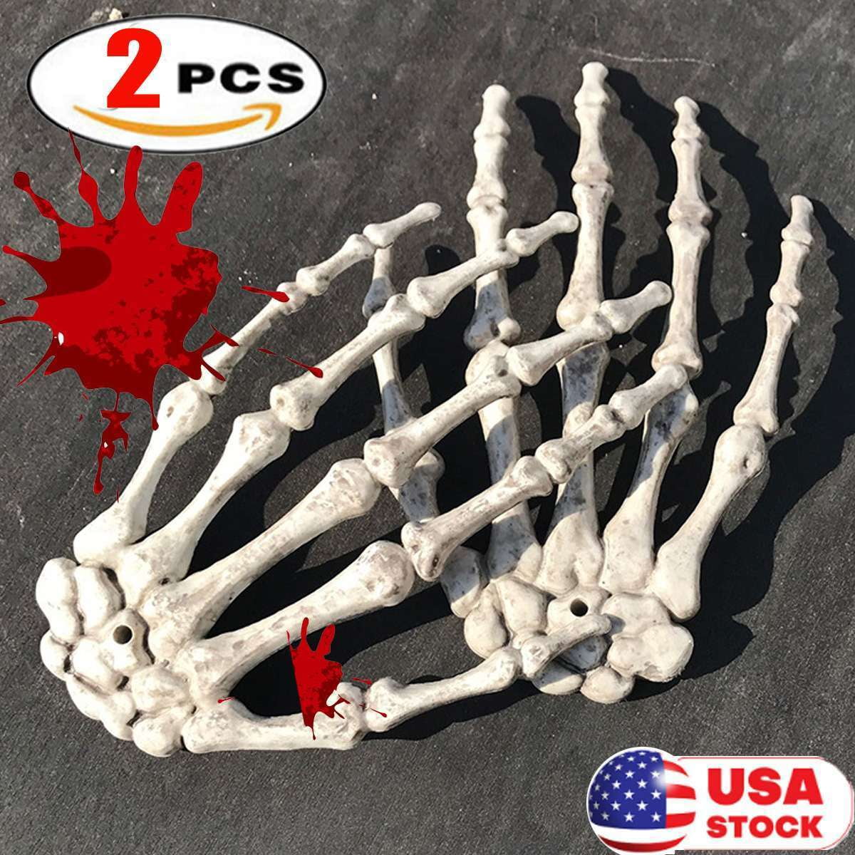 2pcs Realistic Fake Human Hand Bone Halloween Party Scary Skeleton ...