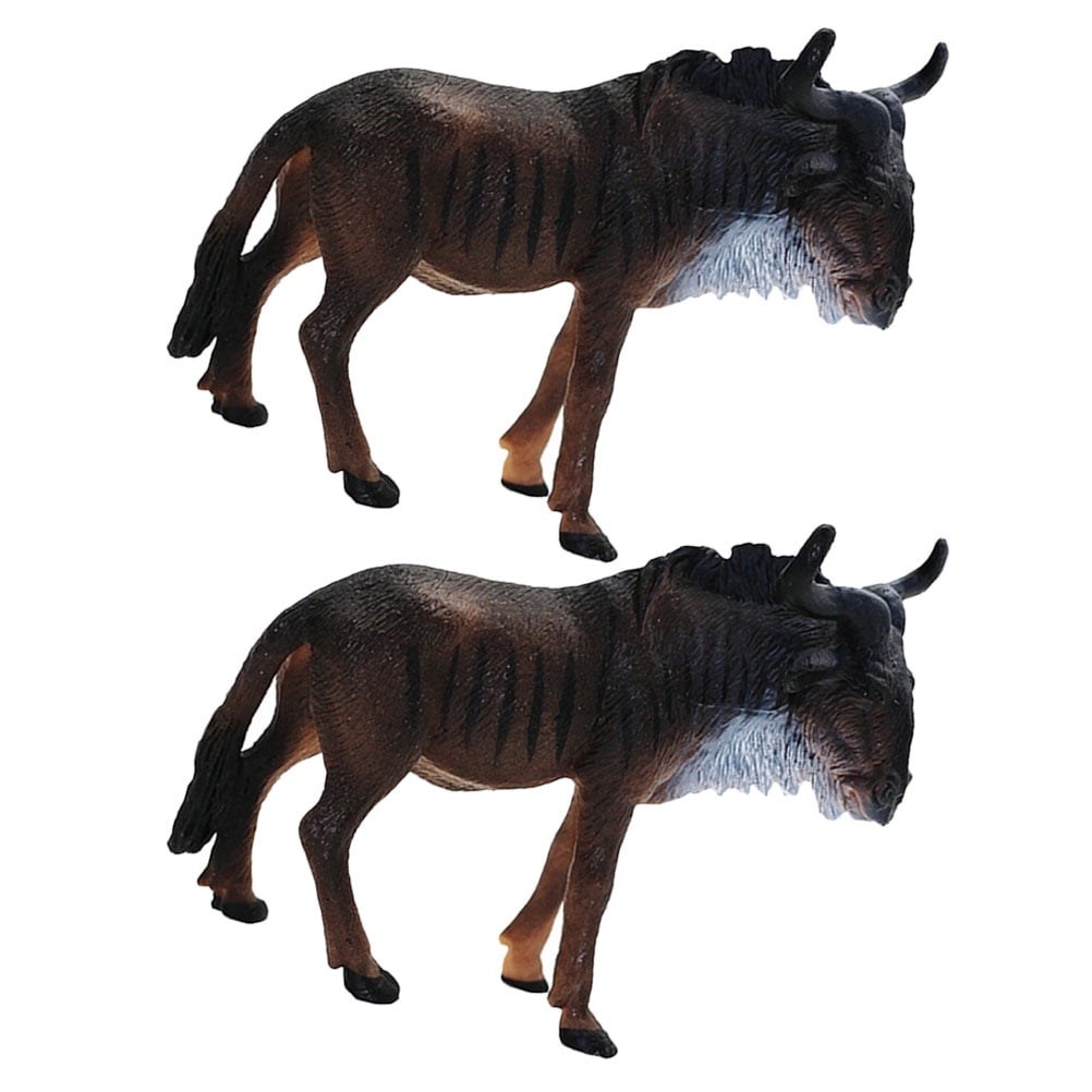 2pcs Realistic Mini Wildebeest Toys Mini African Wildlife Figurine ...