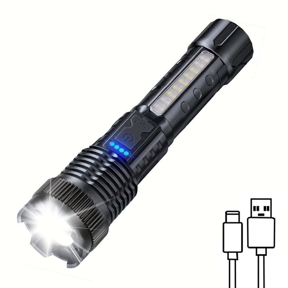 2pcs Rechargeable Zoomable Super Bright Flashlight for Emergency Power ...