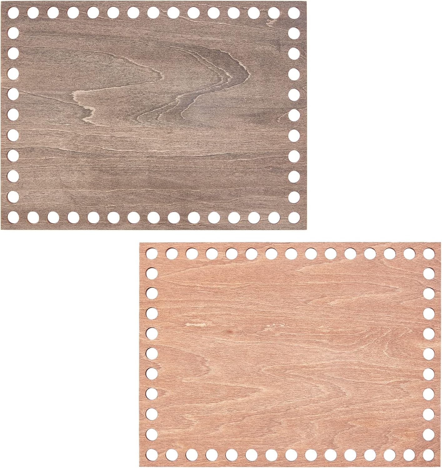 2pcs Rectangle Crochet Basket Bottom 2 Colors Dyed Blank Wooden Bottom Natural Wood Bottom Base ...