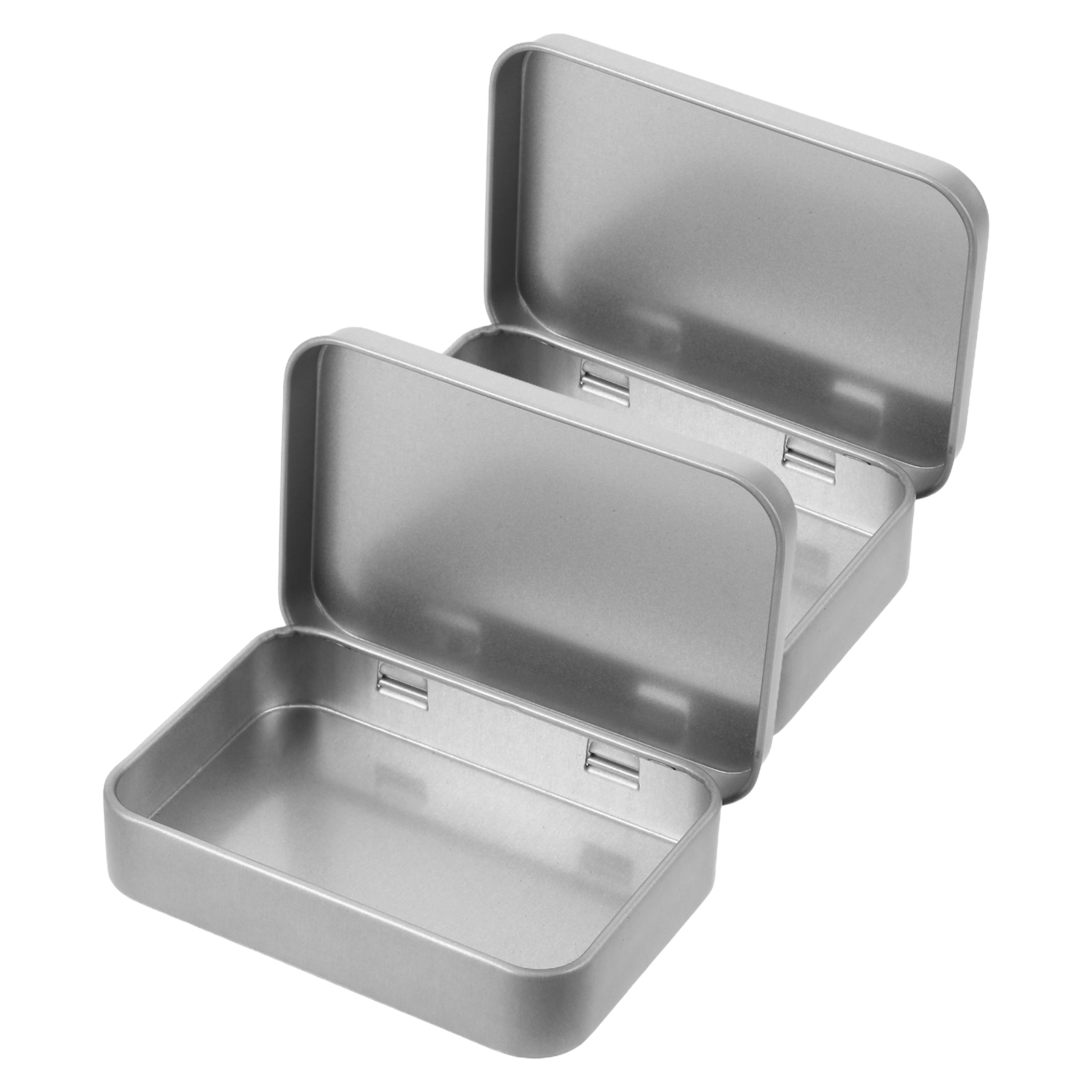 2 Pcs Tinplate Box Rectangular Small Tins with Lids Travel Silver ...