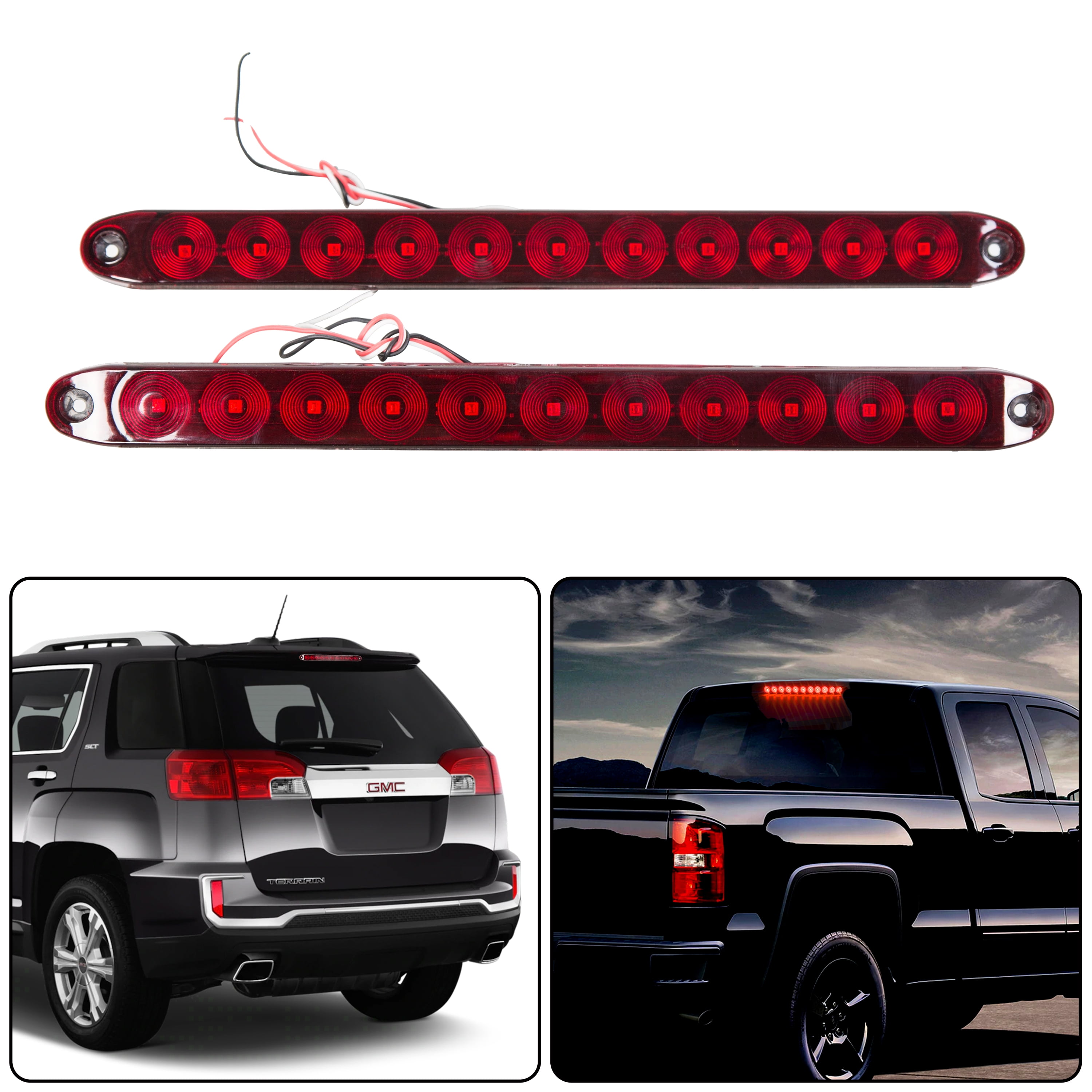 2pcs Red 11 LED Stop Brake Turn Tail light Bar 15" for Truck RV Trailer ...