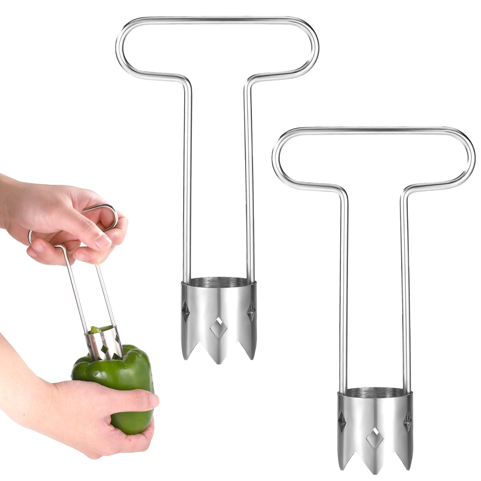 2pcs Red Bell Pepper Seed Corer, Upgraded T Shaped Vegetable and Fruit ...