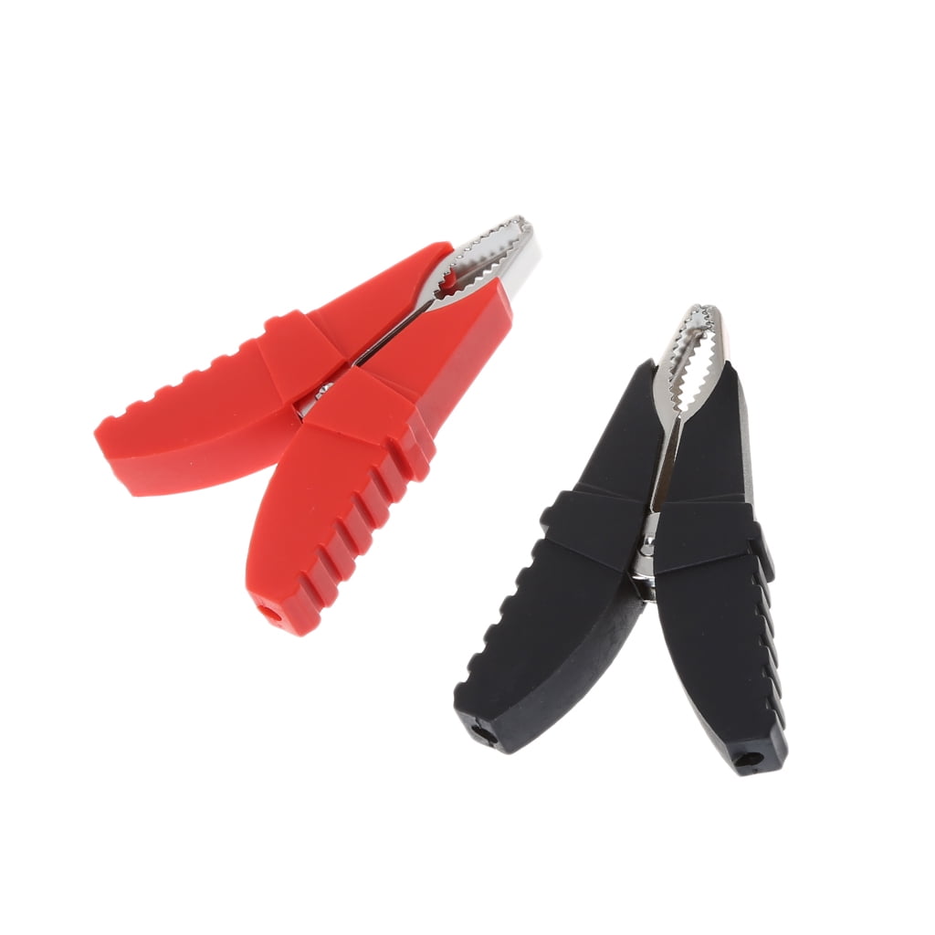 2pcs Red Black for Butterfly Type Insulated Alligator Clips Testing ...