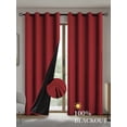 2pcs Red Blackout Curtains With Thermal Insulation Lining, Lightweight ...