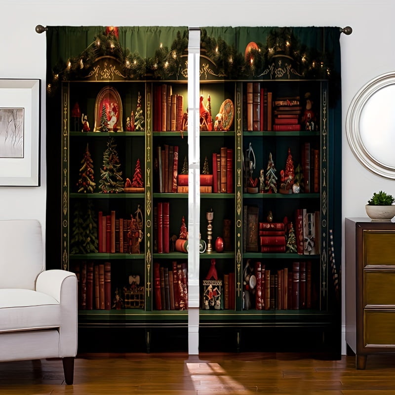 2pcs Red Curtain Night Gothic Castle Rod Pocket Digital Printed ...
