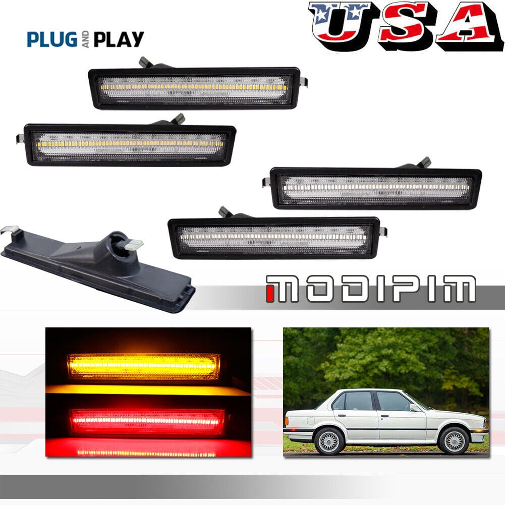 For 1984 - 91 for BMW E30 3 Series Clean Lens LED Side Marker Lights ...