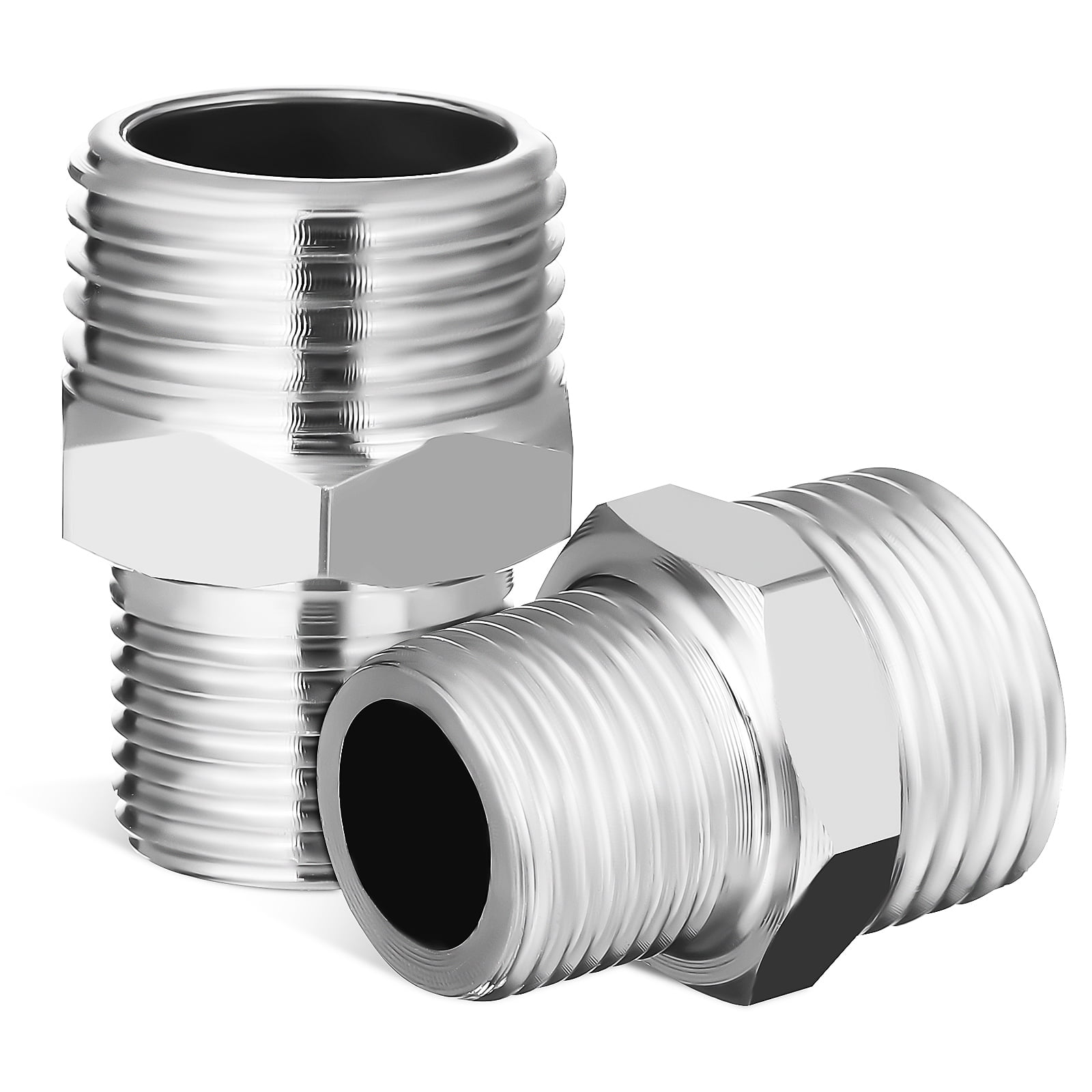 2pcs Reducer Faucet Adapters Stainless Steel Pipe Fittings Male-To-Male ...