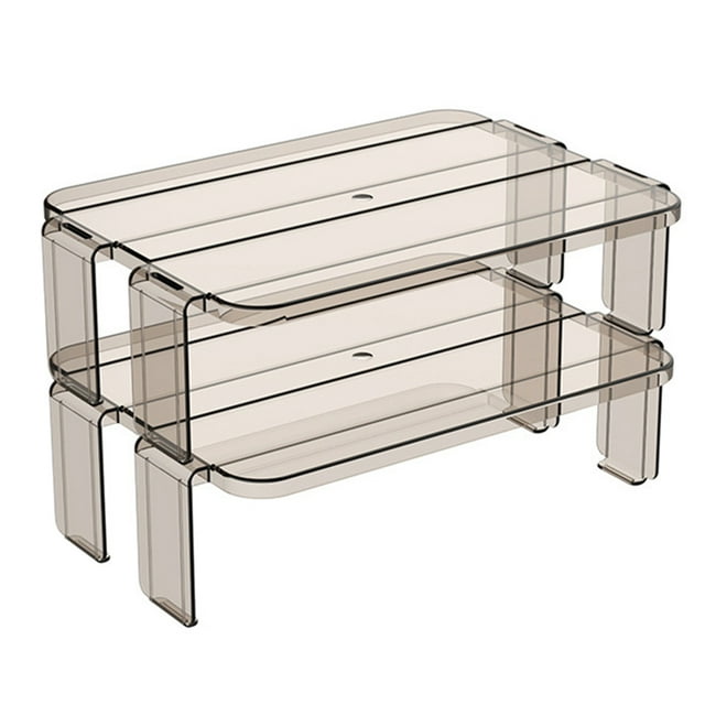 2pcs Refrigerator Organizer Stackable Fridge Rack Clear Plastic Kitchen ...