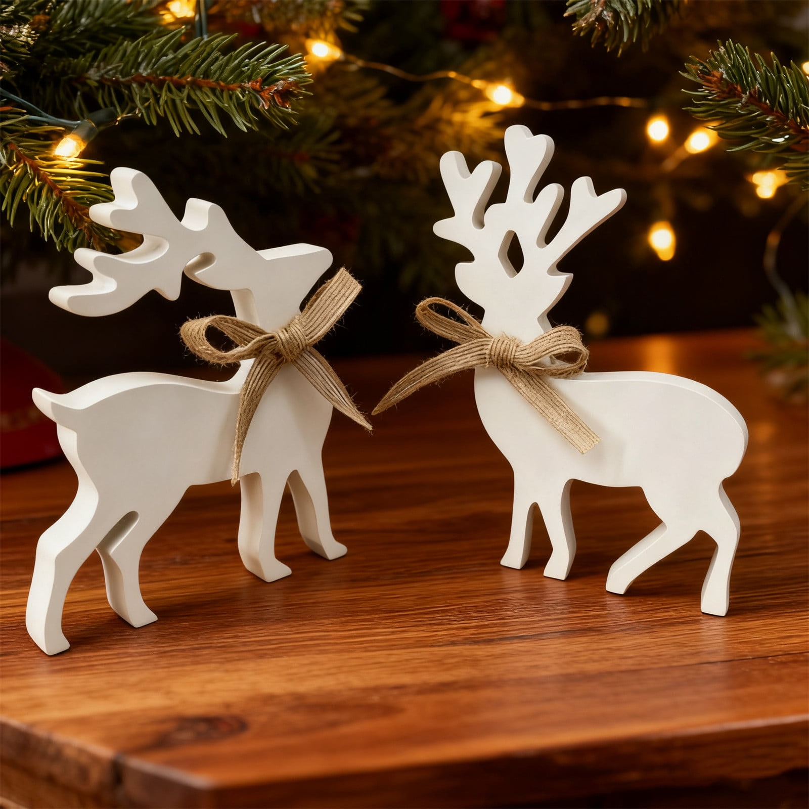 2pcs Reindeer Christmas Decorations Wooden Reindeer Sign,Rustic Wooden ...