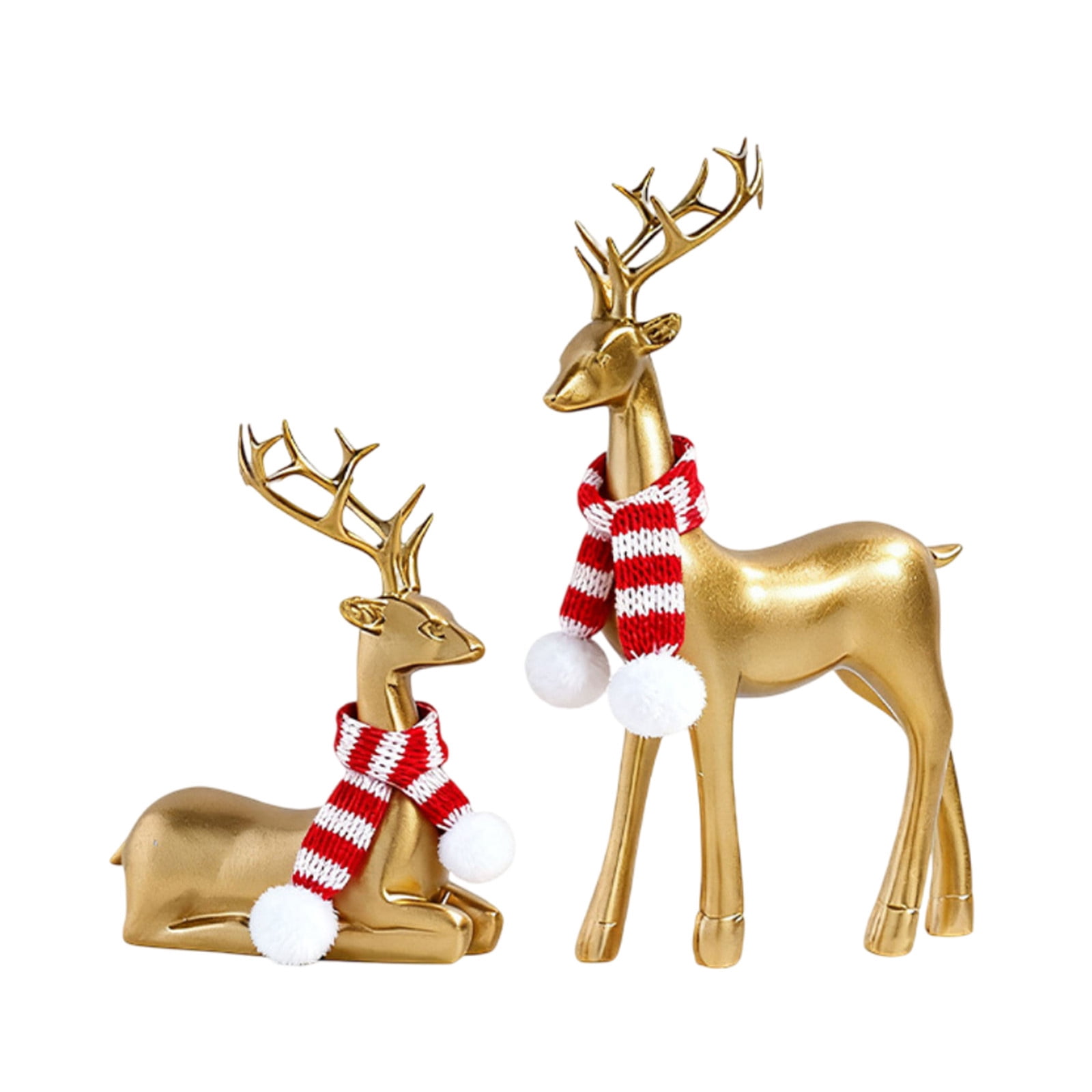 2pcs Reindeer Figurines Resin Statues for Home Decorative Displays in ...