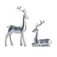 2pcs Reindeer Sculpture Silver Resin Christmas Elk Statues Home Office ...