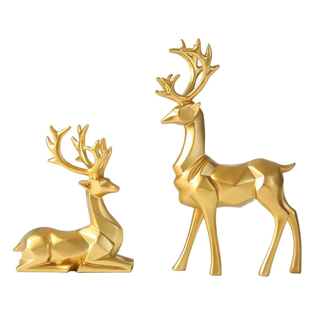2pcs Resin Deer Statue Decor Animal Figurine Deer Decorations Lawn ...