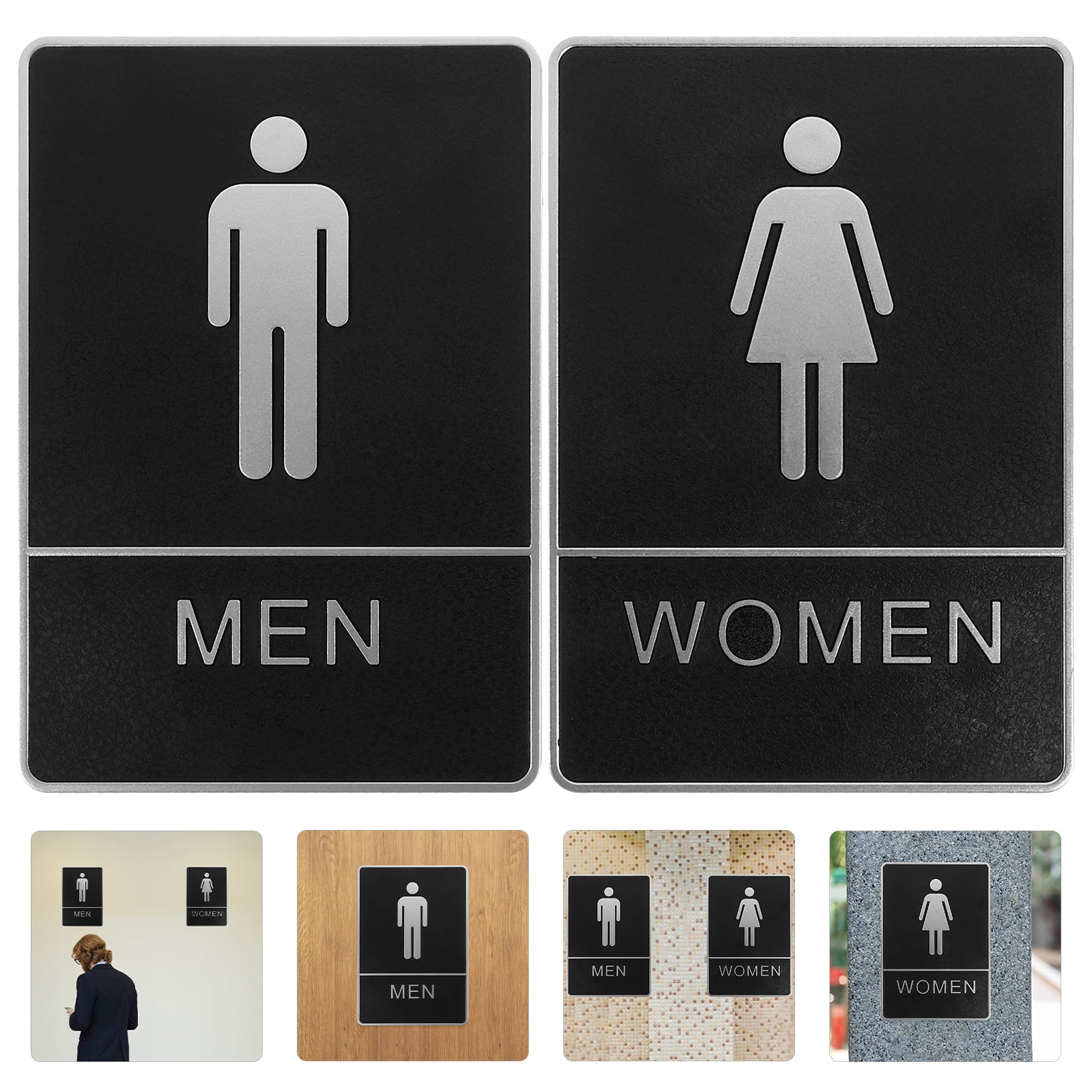 2pcs Restroom Sign Self Adhesive Toilet Sign Plastic Men Women Toilet ...