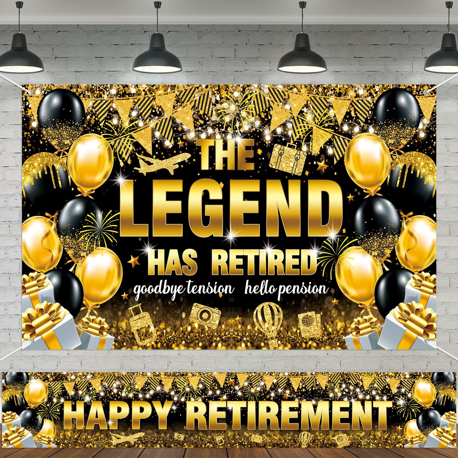 2pcs Retirement Party Decorations The Legend Has Retired Backdrop and ...