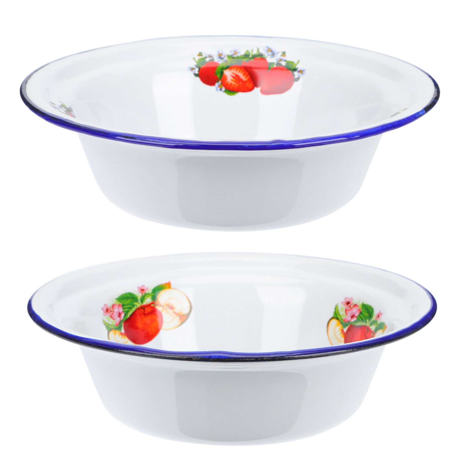 2pcs Retro Enameled Basin Thickened Soup Cake Vegetable Basin for ...