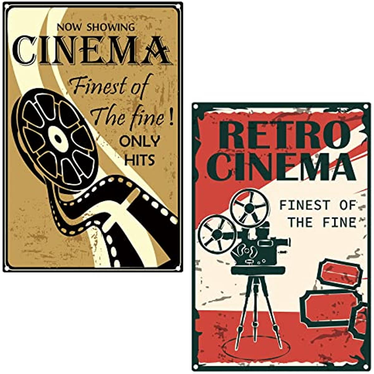 2pcs Retro Showing Cinema Sign Funny Tin Signs Vintage Wall Art Decor ...