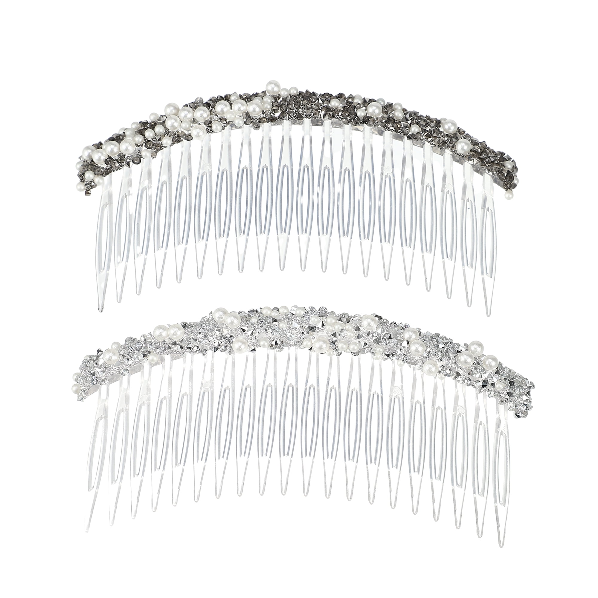 2pcs Rhinestone Side Hair Comb 20 Wide Teeth Side Combs Faux Pearl Side ...