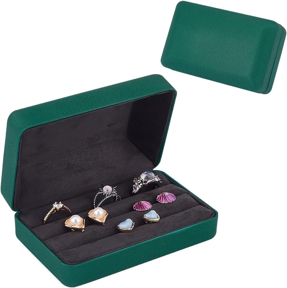 2pcs Ring Storage Boxes 4.9x3.1x1.8 inch 3-Slot Ring Display Stand ...