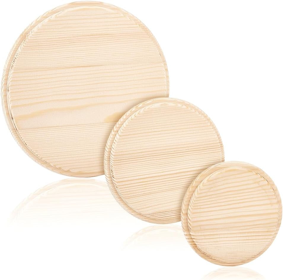 2pcs Rond Wooden Discs, 5 inch Wooden Plaques Unfinished Wood Display ...