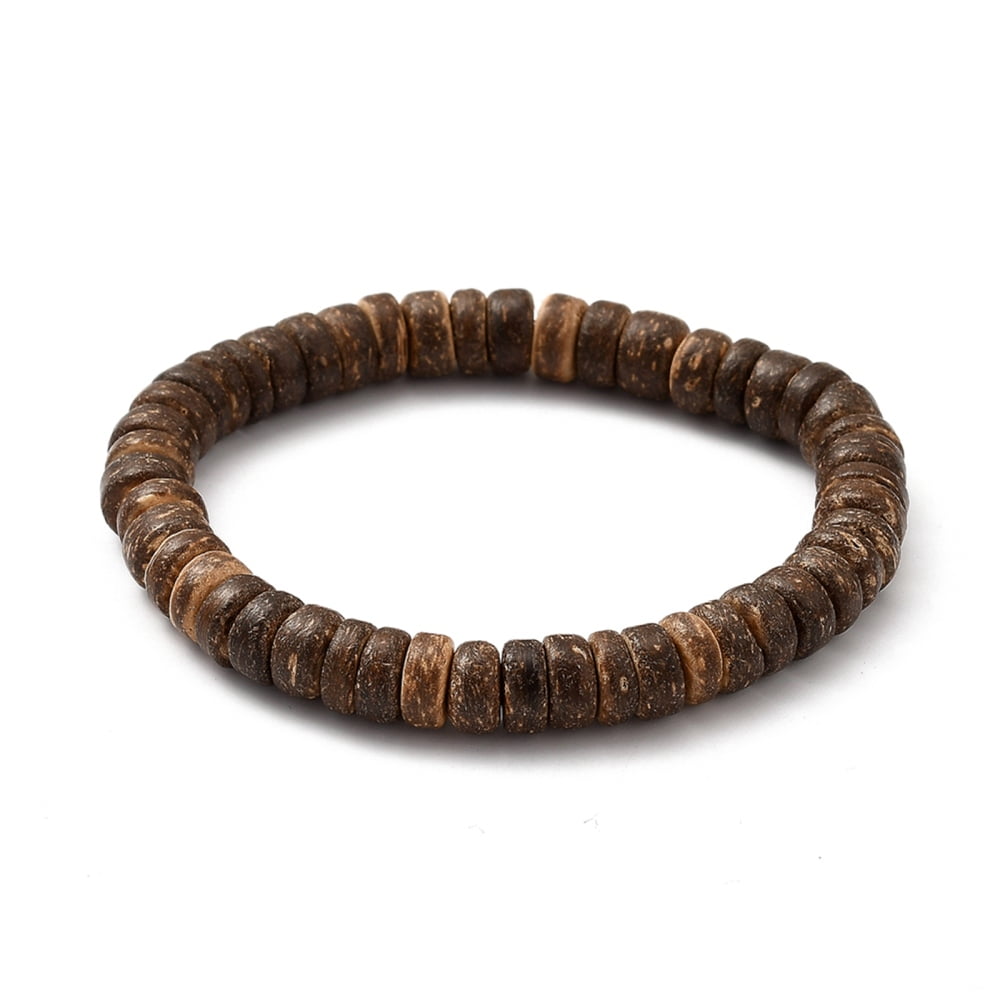 2pcs Rondelle Natural Coconut Stretch Bracelets Coconut Brown Inner ...