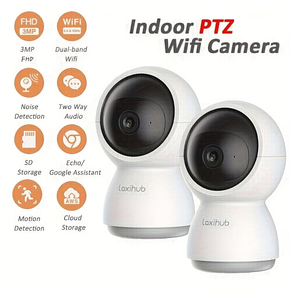 2pcs Rotating Baby Monitor Camera: 5G/2.4G WiFi, 1296P FHD, 360° PTZ ...