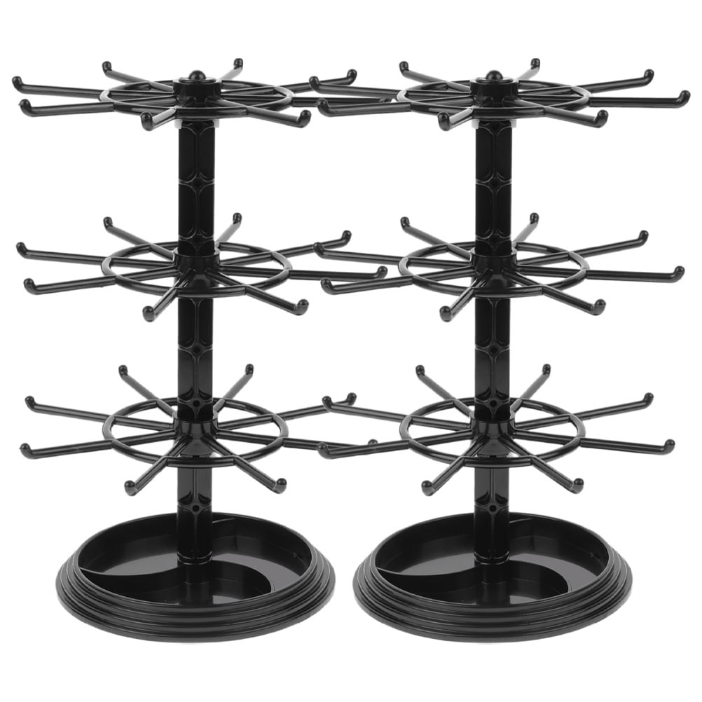2pcs Rotating Jewelry Display Stand 3 Tiers Necklace Holder Black ...