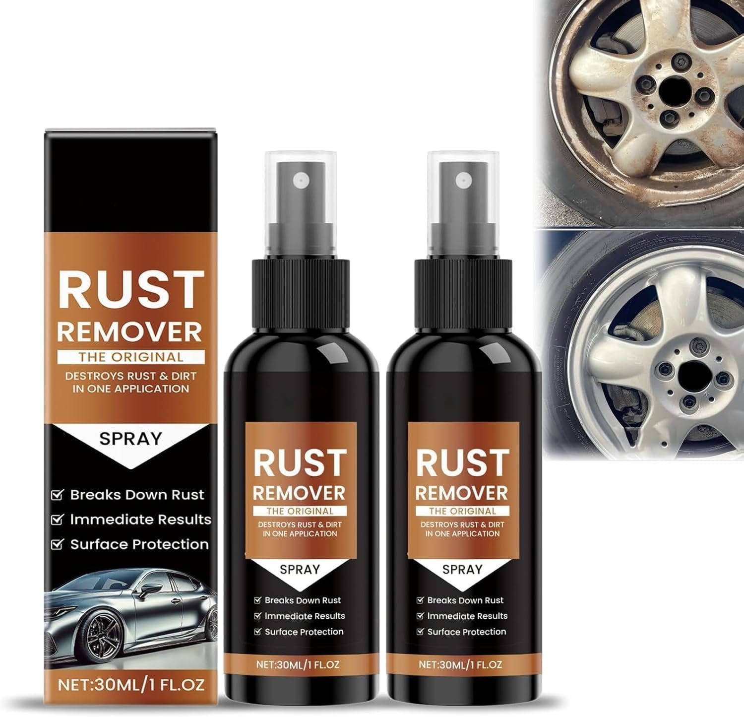 2pcs Rust Remover Spray,Upgrade Rust Remover for Metal, Car Scratch ...