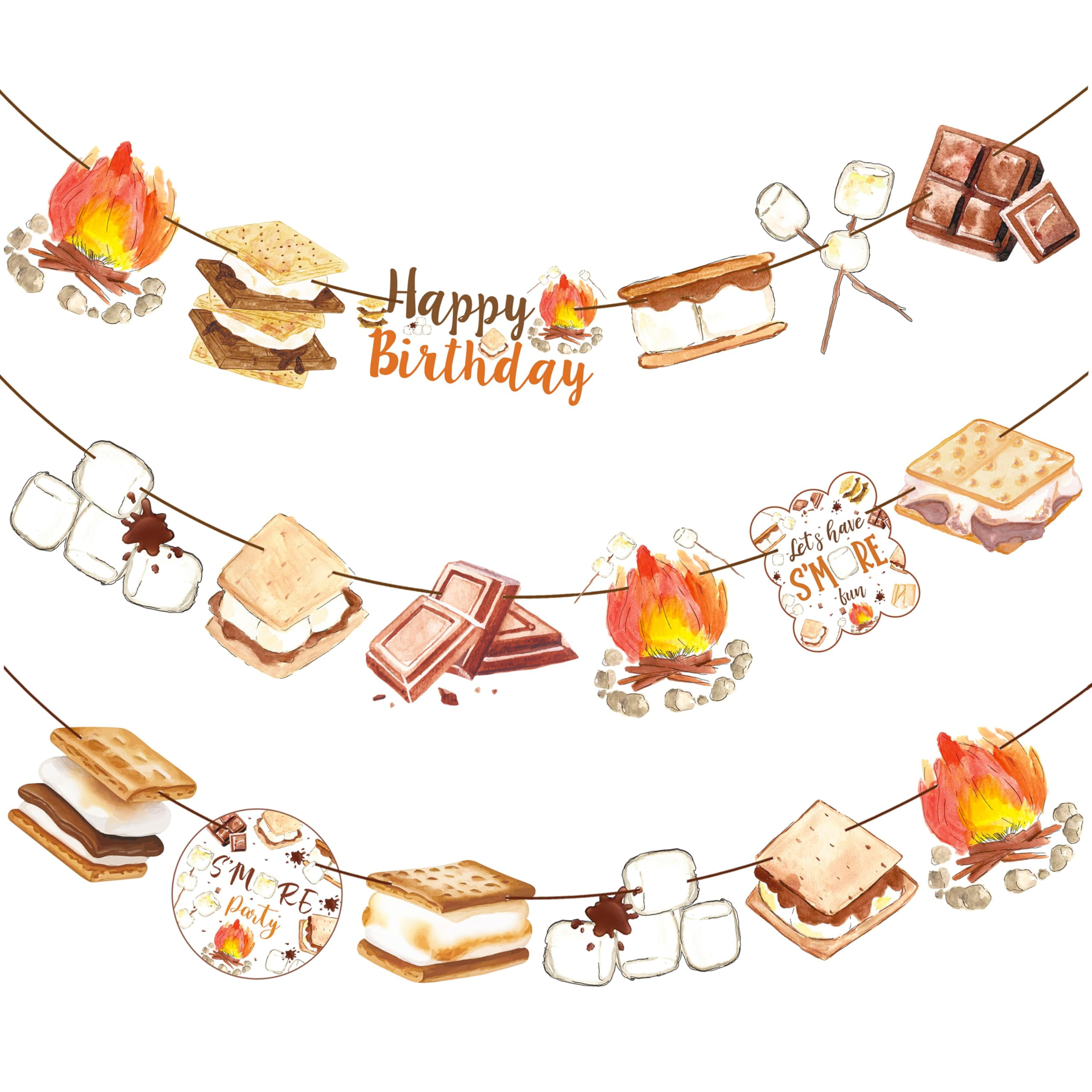 2pcs S'more Party Banners S'more Birthday Party Decorations Bonfire ...
