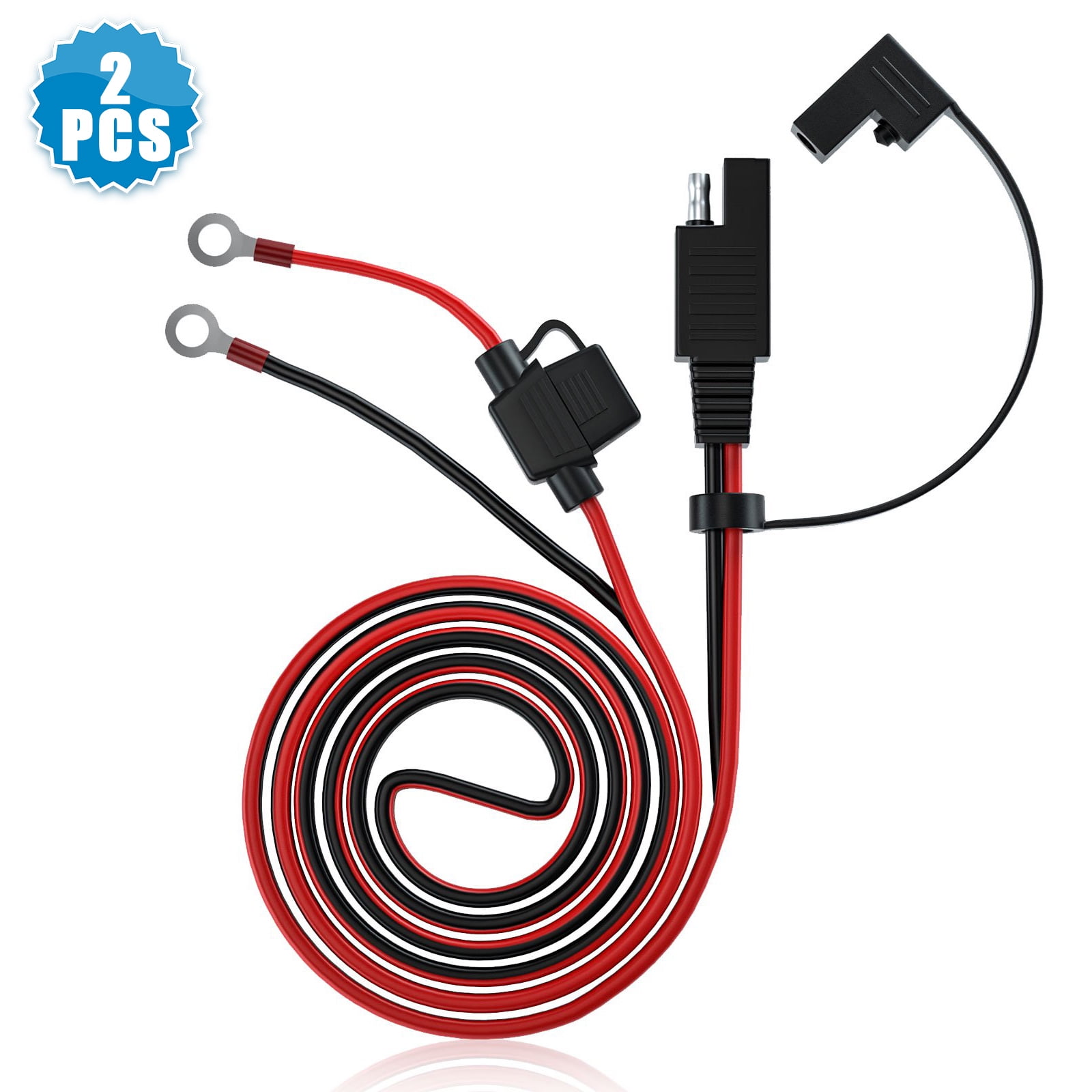 2pcs SAE Battery Cable Extension Wire, EEEkit SAE to O Ring Terminal ...