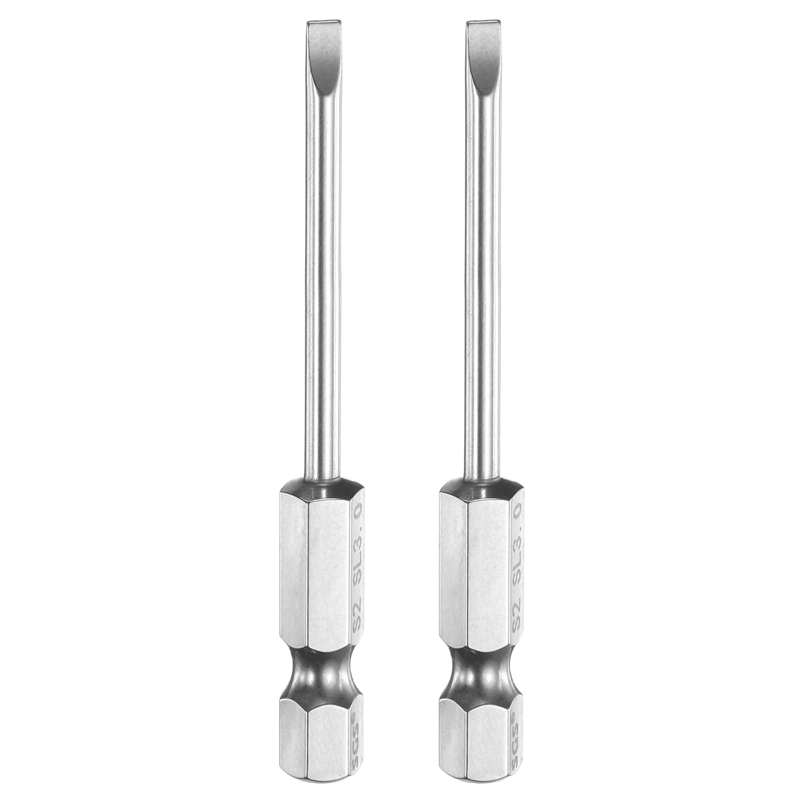 2pcs SL3 Slotted Screwdriver Bits 3mm Slotted Tip 1/4" Hex Shank 65mm ...