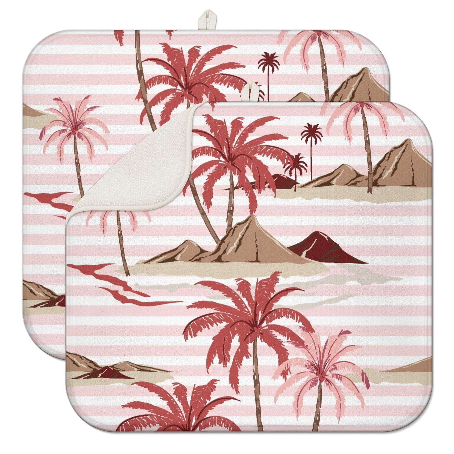 2pcs Safari Jungle Island Drying Mat for Kitchen, Ultra Absorbent ...