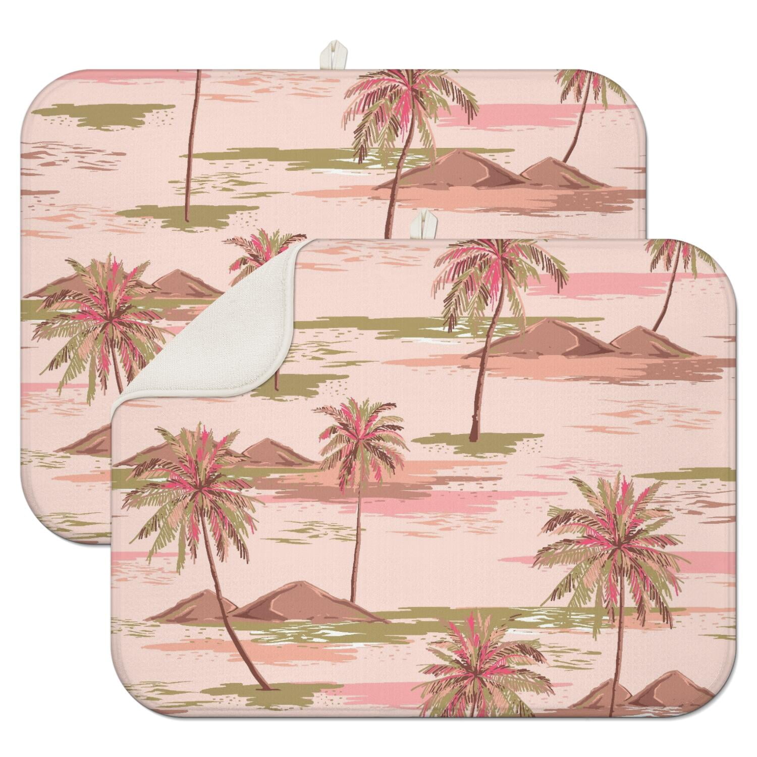 2pcs Safari Jungle Island Drying Mat for Kitchen, Ultra Absorbent ...