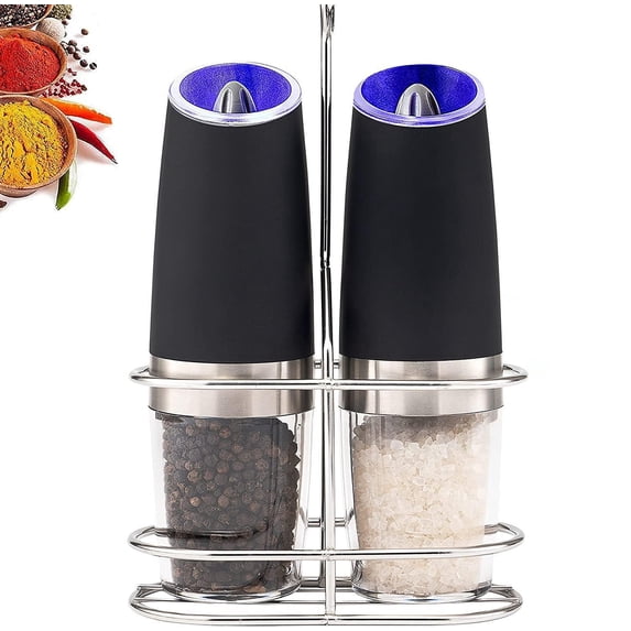 2pcs Salt Pepper Grinder,Gravity Electric Salt and Pepper Grinder With ...