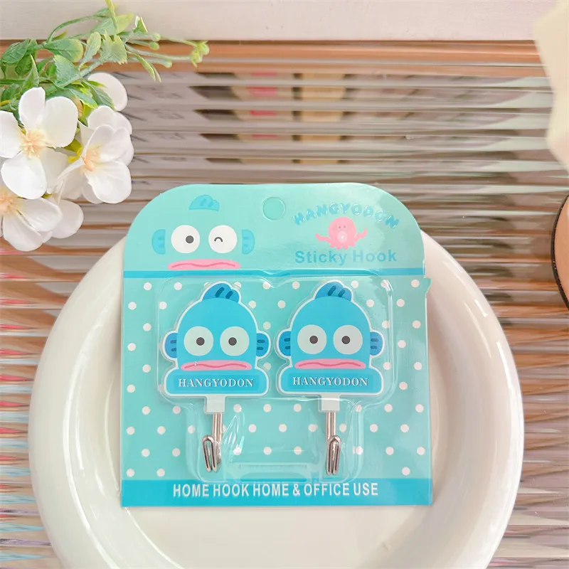 2pcs Sanrio Acrylic Strong Hooks Wall Hanging Hello Kitty Hangyodon ...