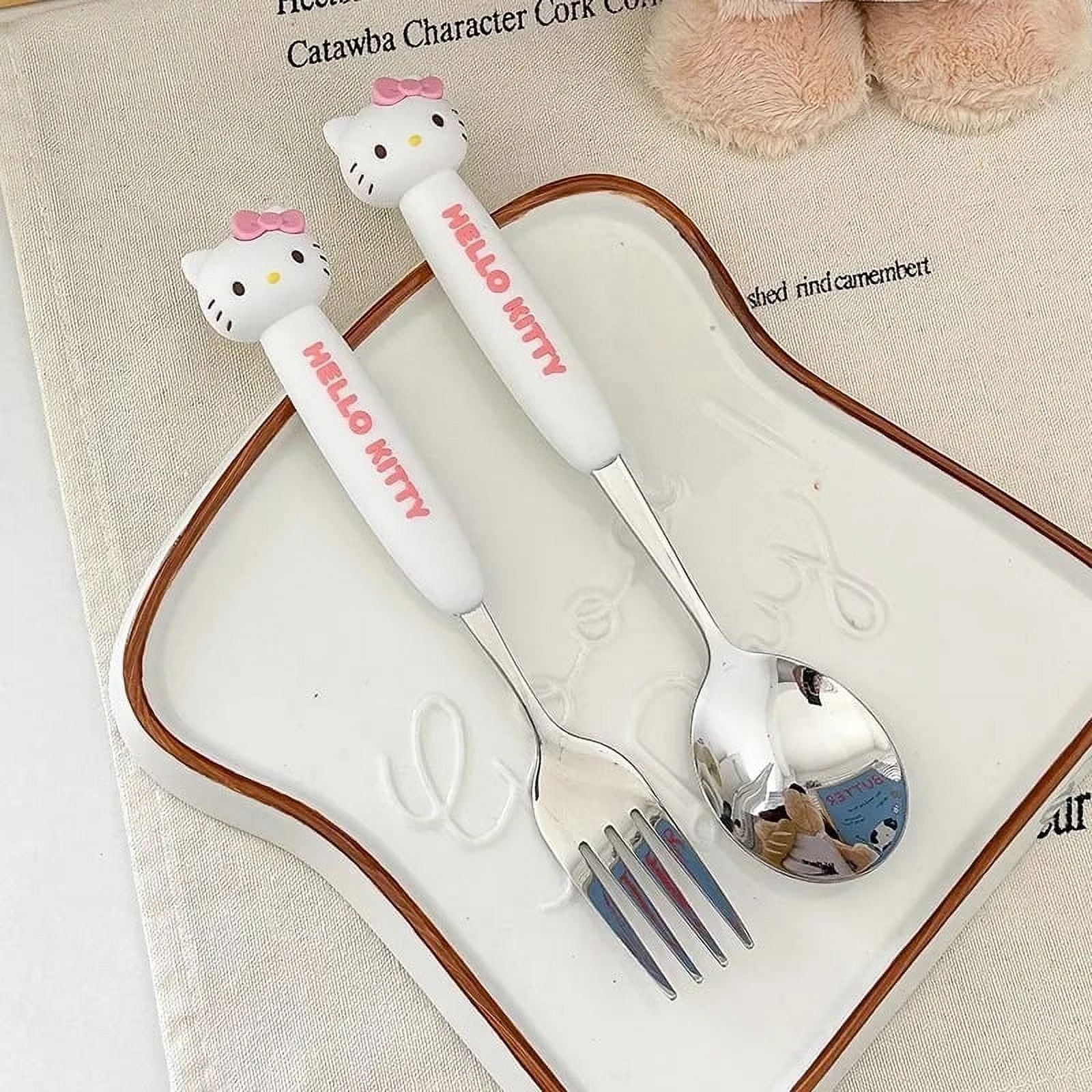 2pcs Sanrio Hello Kitty Stainless Steel Spoon Forks Cinnamoroll Melody ...