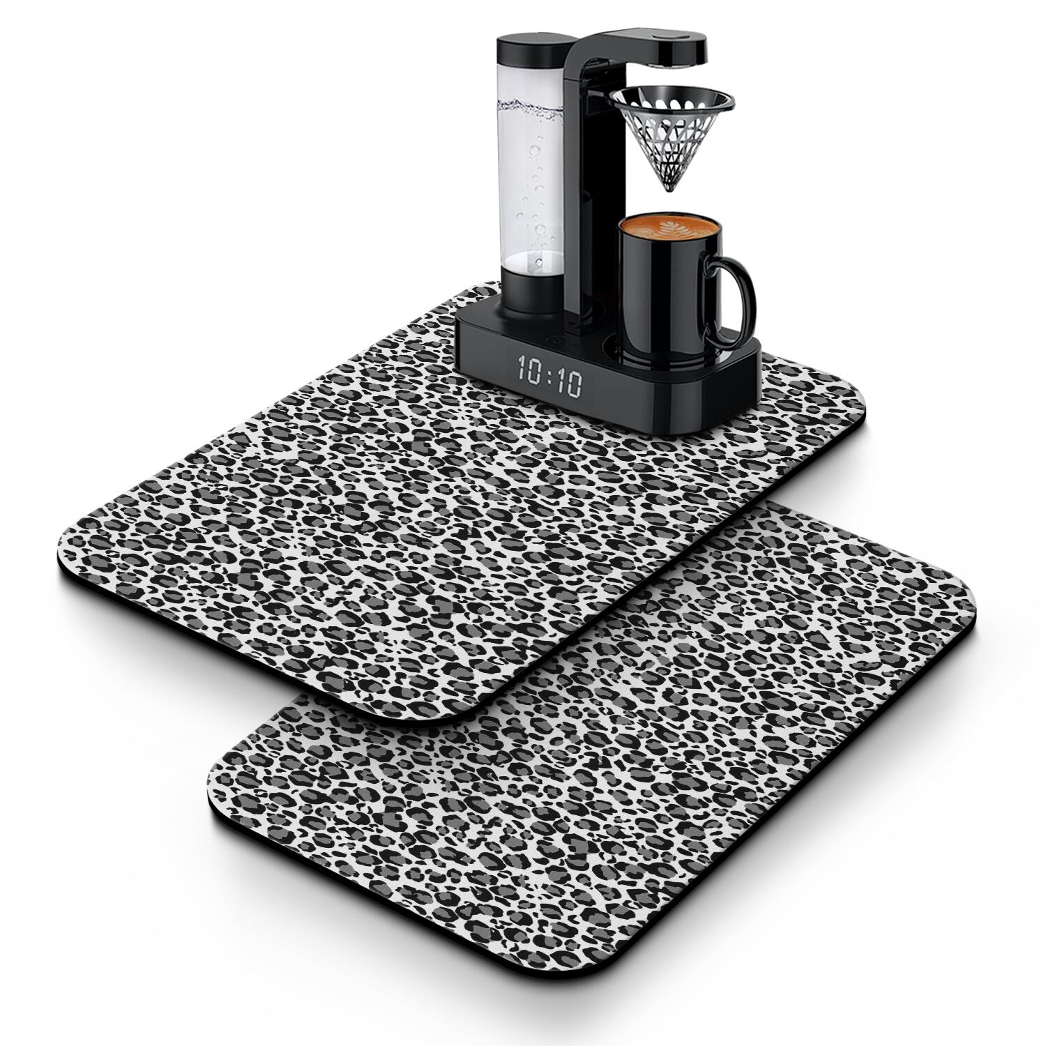 2pcs Savage Leopard Spots Coffee Mat Eco-Friendly Reusable Drying Pad ...