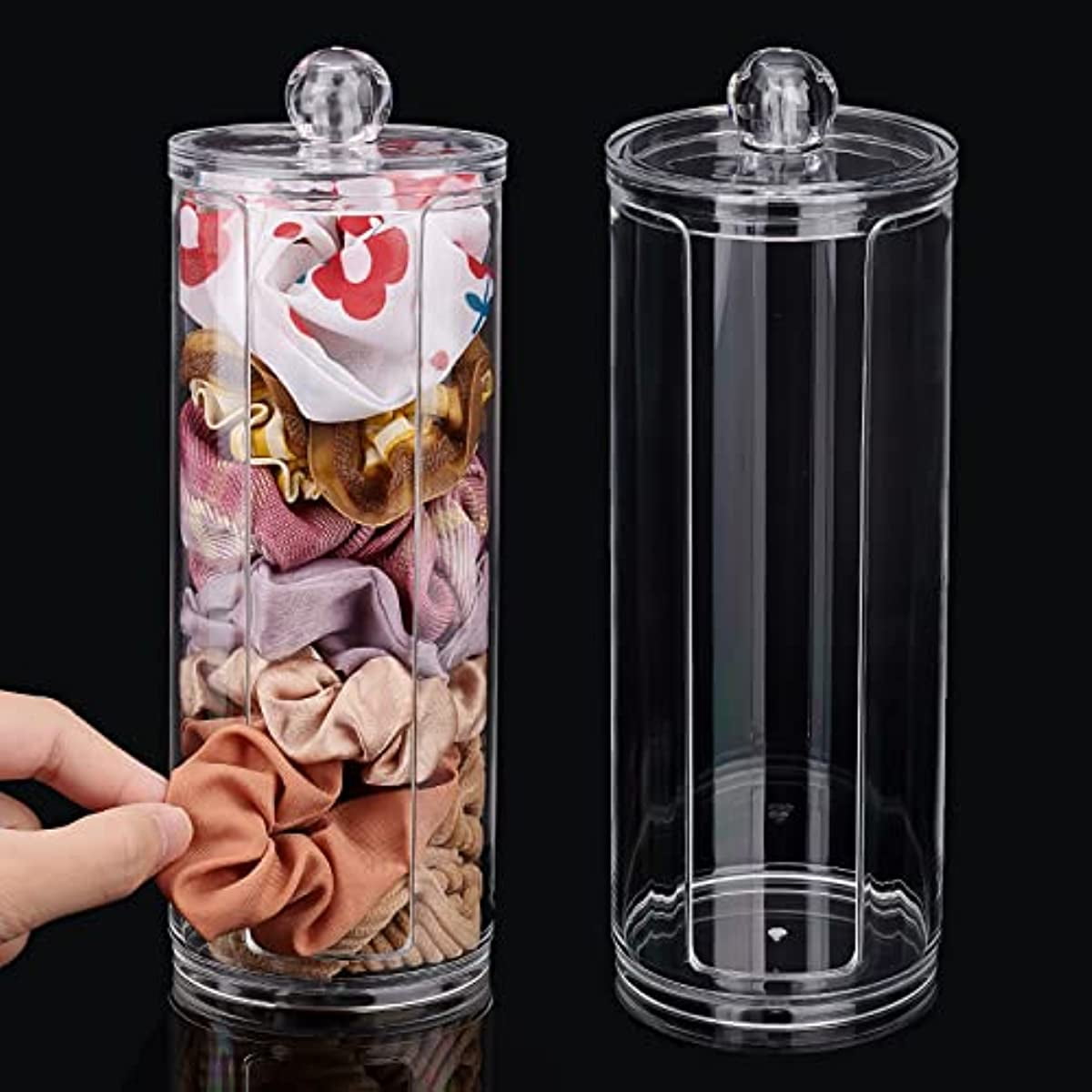 2pcs Acrylic Scrunchie Holder, Hair Tie Storage with Lid, Hair Band ...