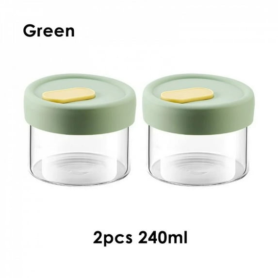 2pcs Sealed Glass Storage Jar with Silicone Lid Cold Heat Resistant ...