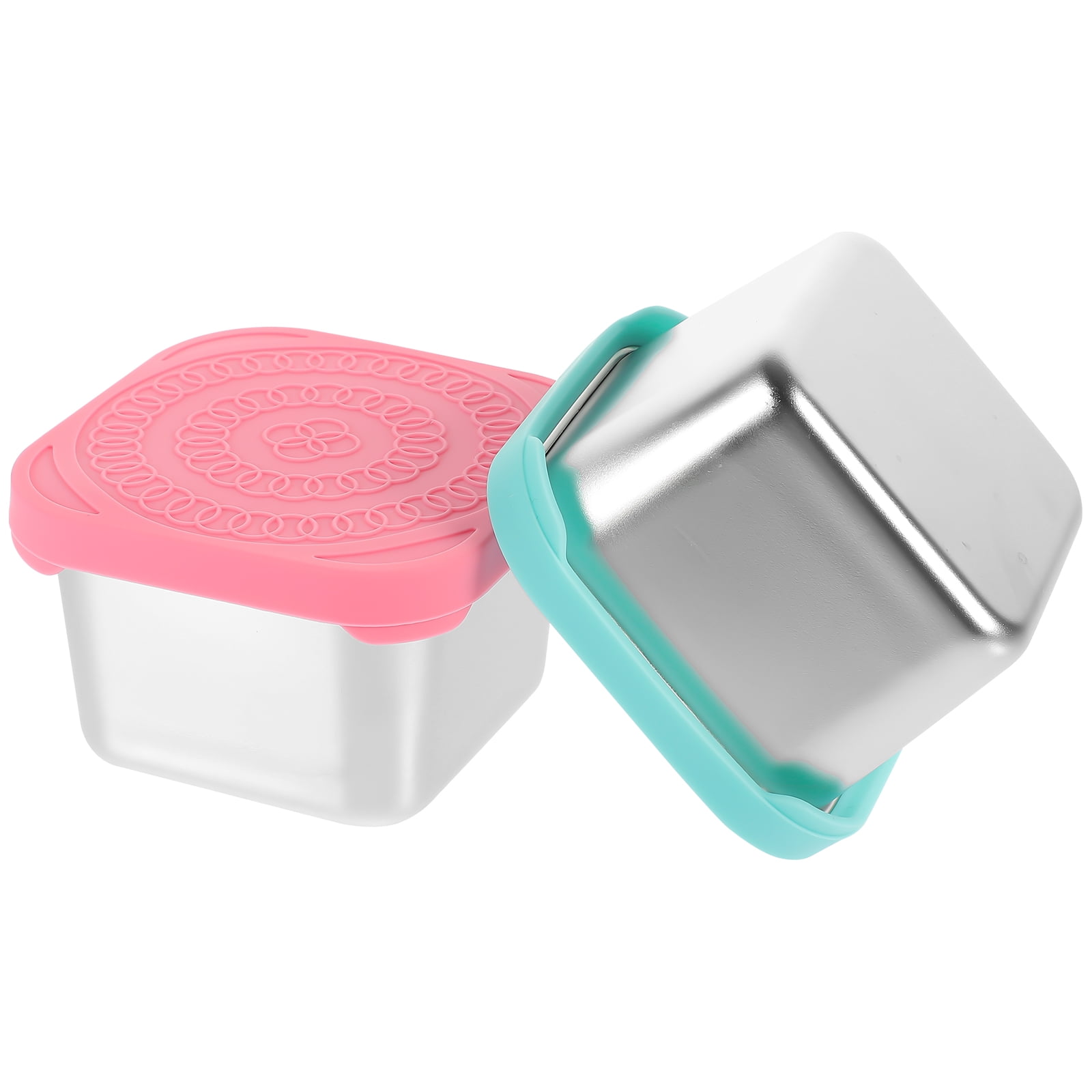 2pcs Sealing Lid Sauce Boxes Sauce Container Stainless Steel Square ...