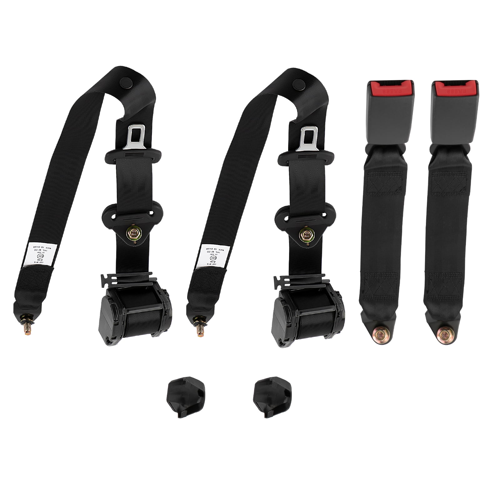 2pcs Seat Belt 3 Point Universal Retractable Safety Belt Black ...