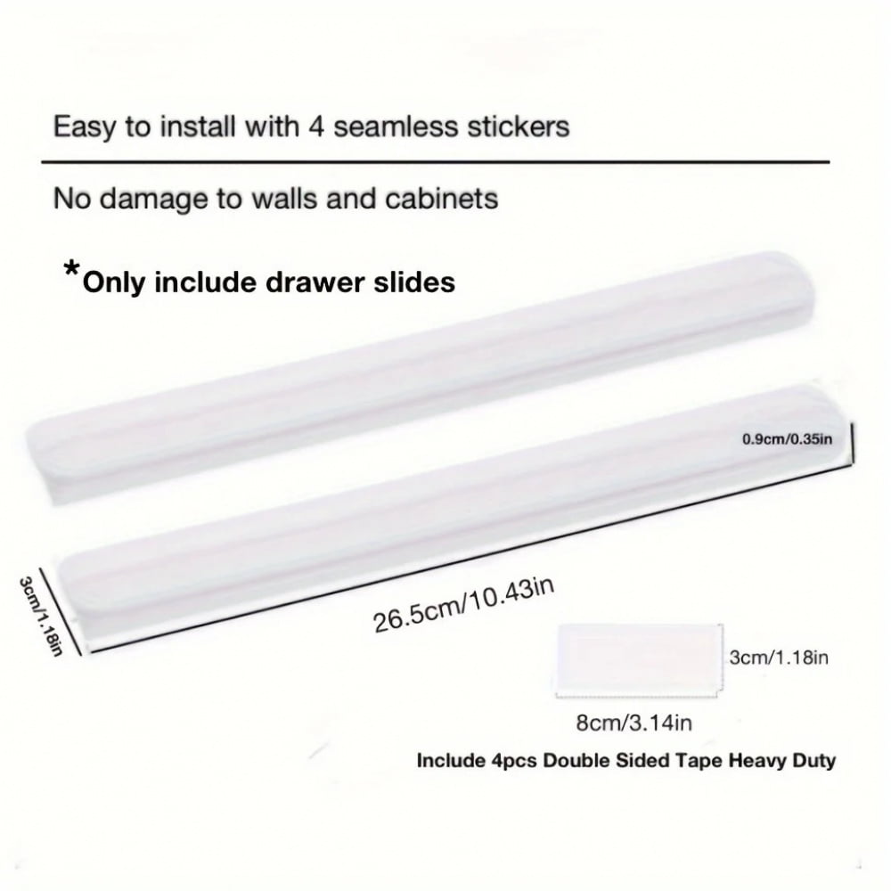 2pcs Self Adhesive Slide Rails, Storage Box Rails, Upgrade Your Drawers ...