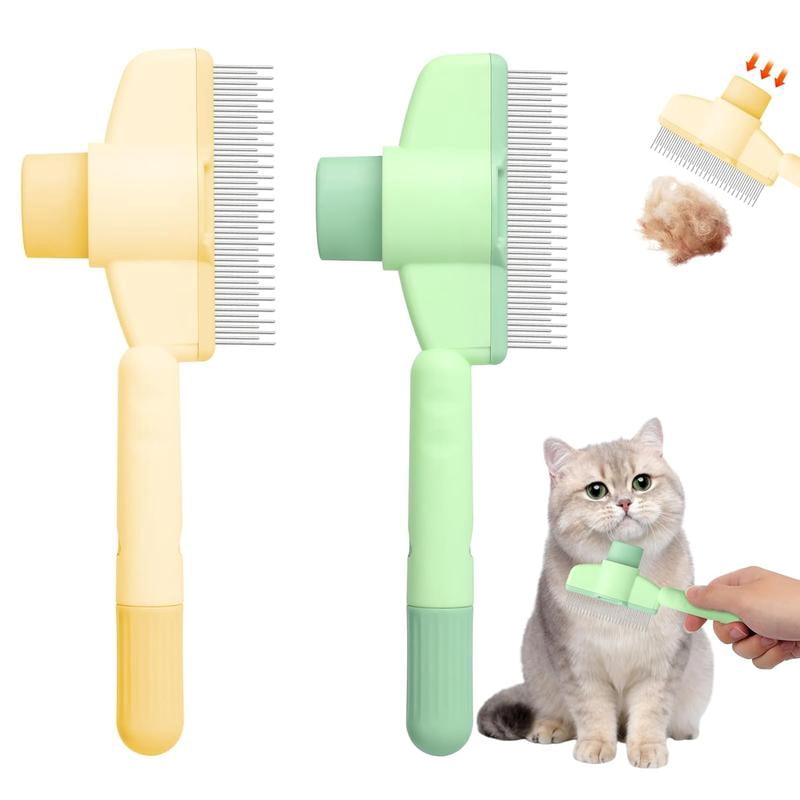 2pcs Self-Cleaning Pet Comb for Dogs & Cats – Dual-Length Stainless ...