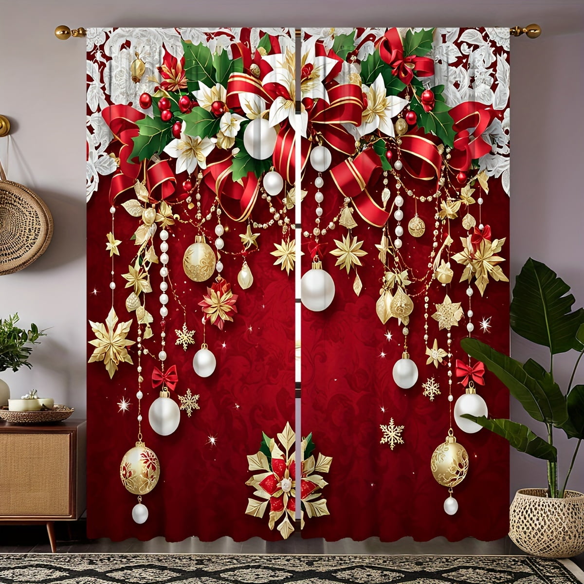 2pcs Series Balloons White Background Image Curtain Study Room Kitchen ...