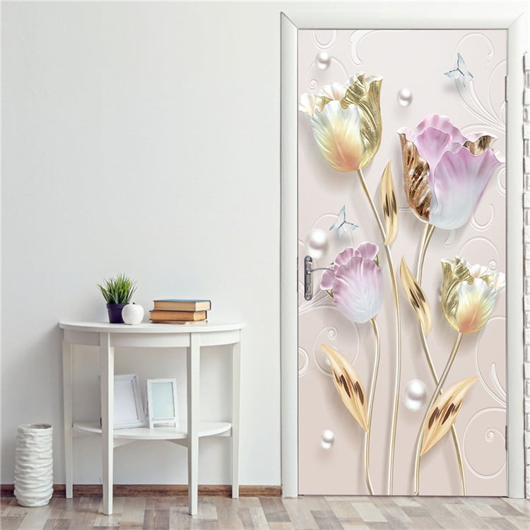 2pcs/Set 3D Visual Relief Painting Door Sticker Self-adhesive ...