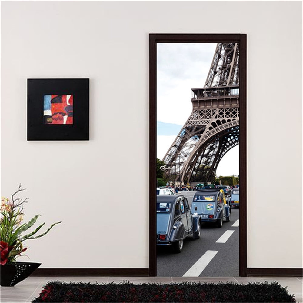 2pcs/Set Colored Waterfall 3D Adhesive Doors Wallpaper Vinyl Sliding ...