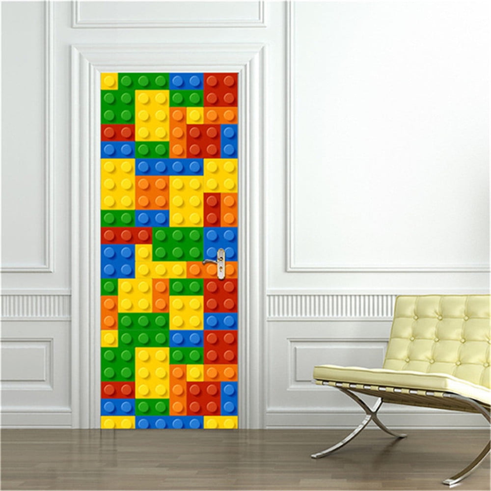 2pcs/Set Colored Waterfall 3D Adhesive Doors Wallpaper Vinyl Sliding ...