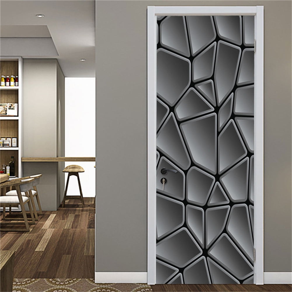 2pcs/Set Colored Waterfall 3D Adhesive Doors Wallpaper Vinyl Sliding ...